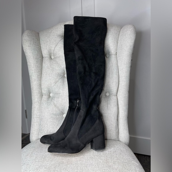 Sam Edelman | Shoes | Sam Edelman Black Suede Leather Zip Over The Knee ...
